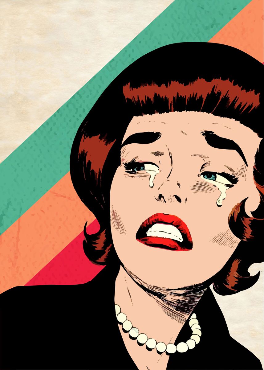 'CRYING VINTAGE NECKLACE' Poster, picture, metal print, paint by Atomic ...