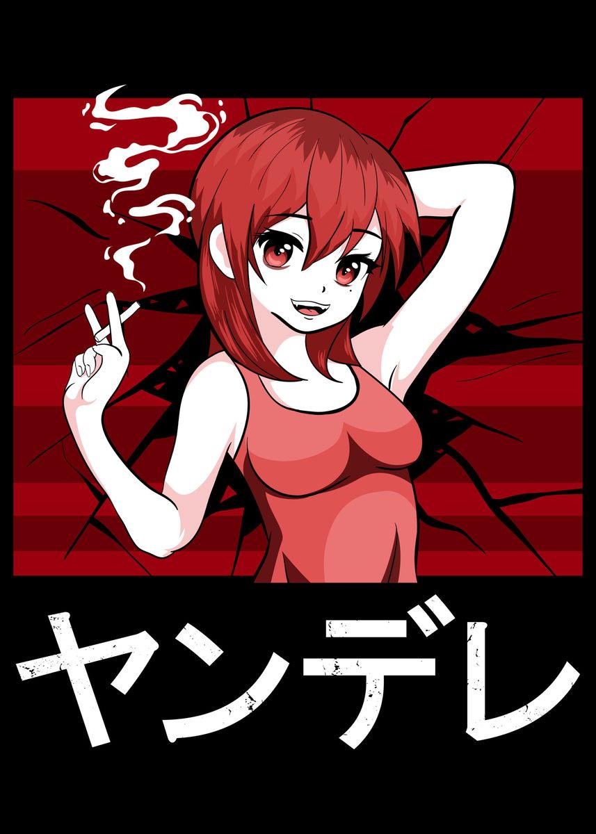 'Yandere Anime Girl' Poster, picture, metal print, paint by ...