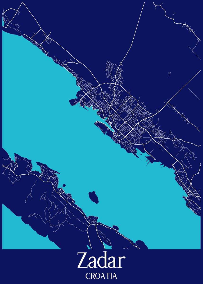 'Zadar City Map Croatia' Poster, picture, metal print, paint by Max ...