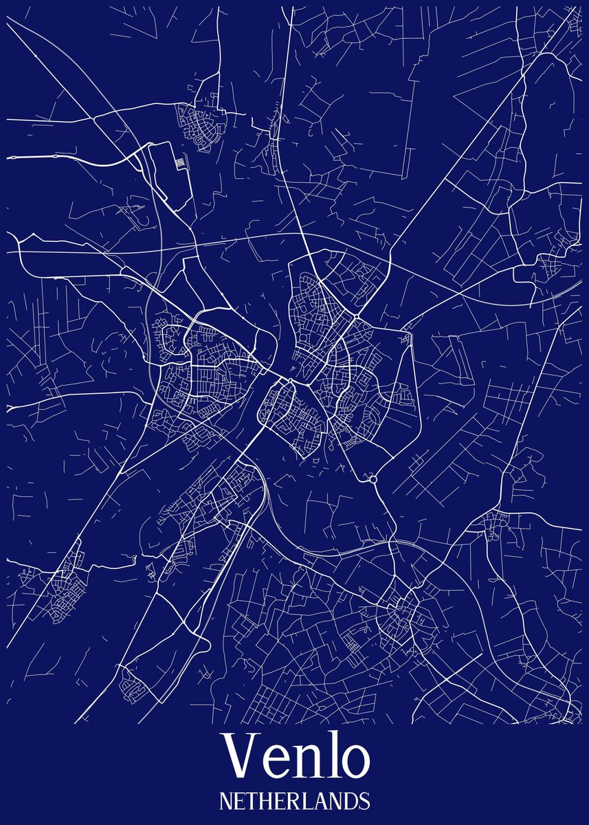 'Venlo City Map Netherlands' Poster, picture, metal print, paint by Max ...