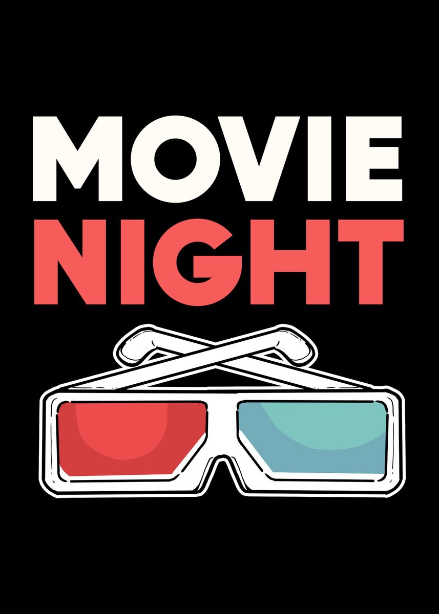 'Movie Night' Poster, picture, metal print, paint by FunnyGifts | Displate