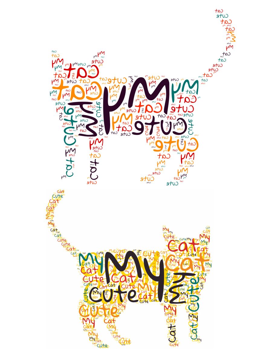 'Two Text Cats' Poster, picture, metal print, paint by Max Ronn | Displate