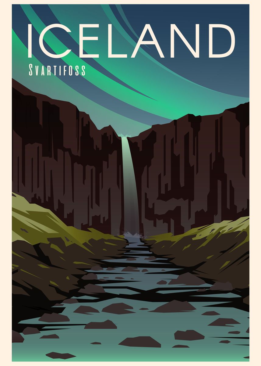 'Iceland' Poster, picture, metal print, paint by Aloke Design | Displate