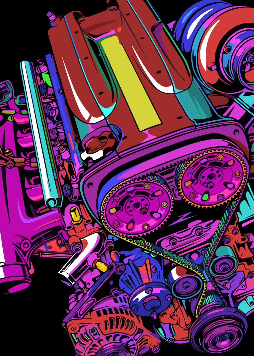 'Engine Racing Car' Poster, picture, metal print, paint by ZHAISHOKU ...