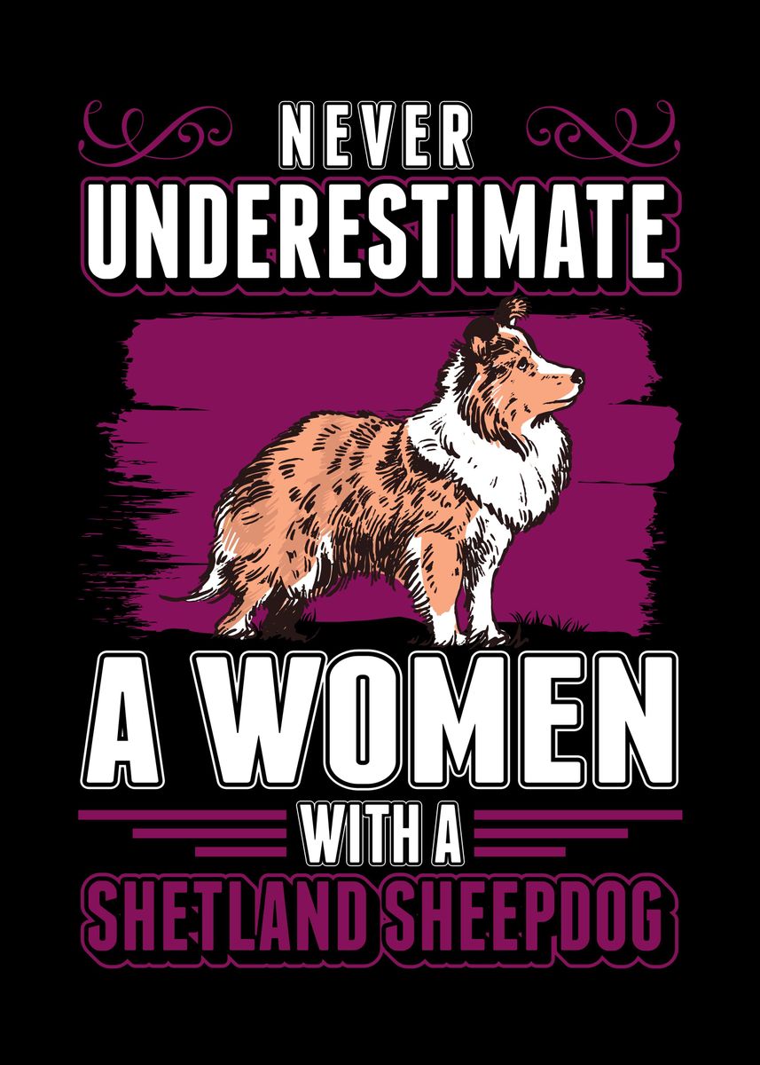 'Shetland Sheepdog Woman' Poster, picture, metal print, paint by ...