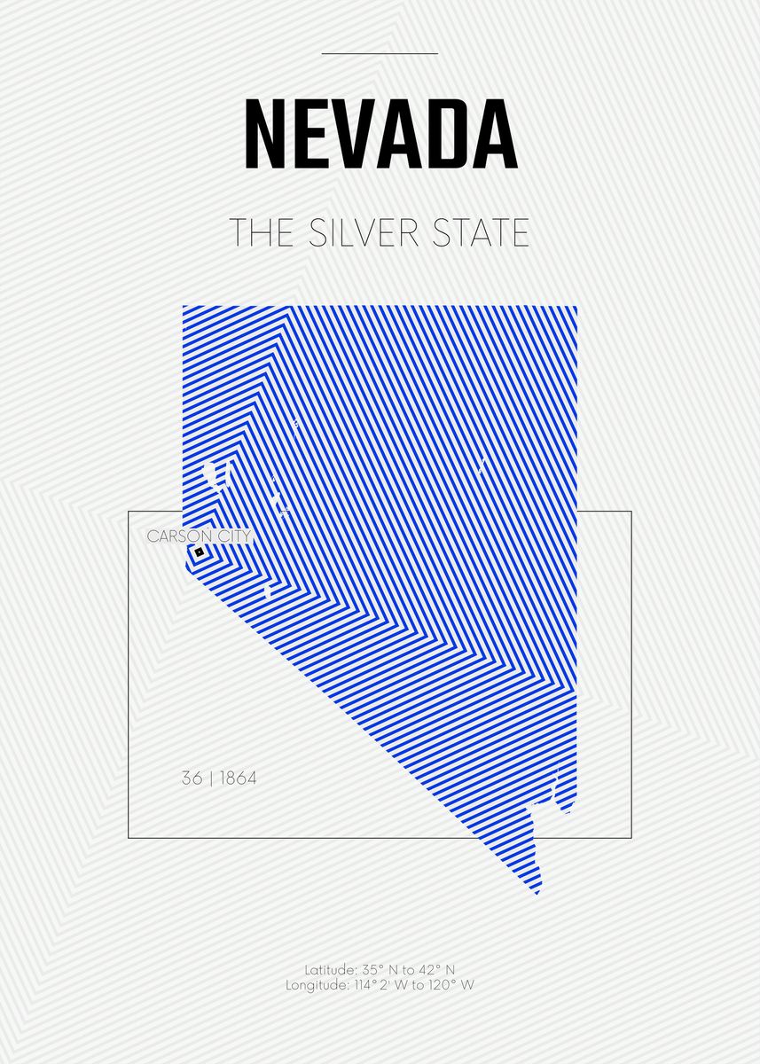 'Nevada USA state map' Poster, picture, metal print, paint by ...