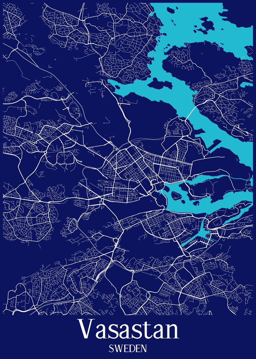 'Vasastan City Map Sweden' Poster, picture, metal print, paint by Max ...