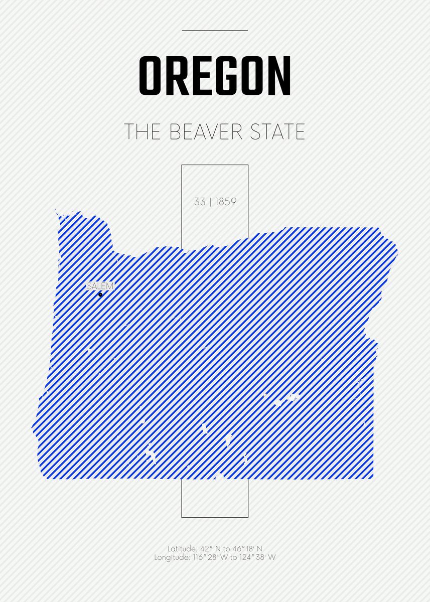 'Oregon USA state map' Poster, picture, metal print, paint by ...