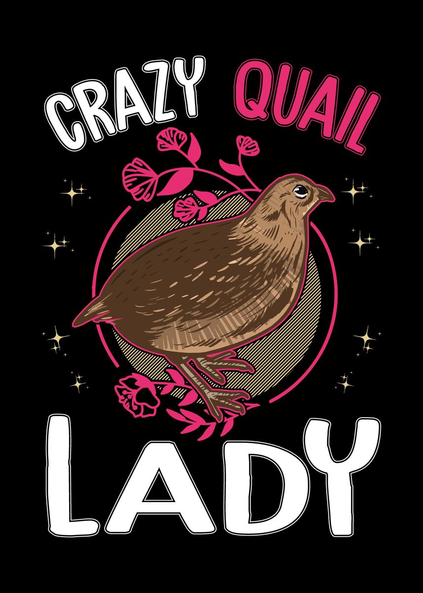 'Crazy Quail Lady Farmer' Poster, picture, metal print, paint by ...
