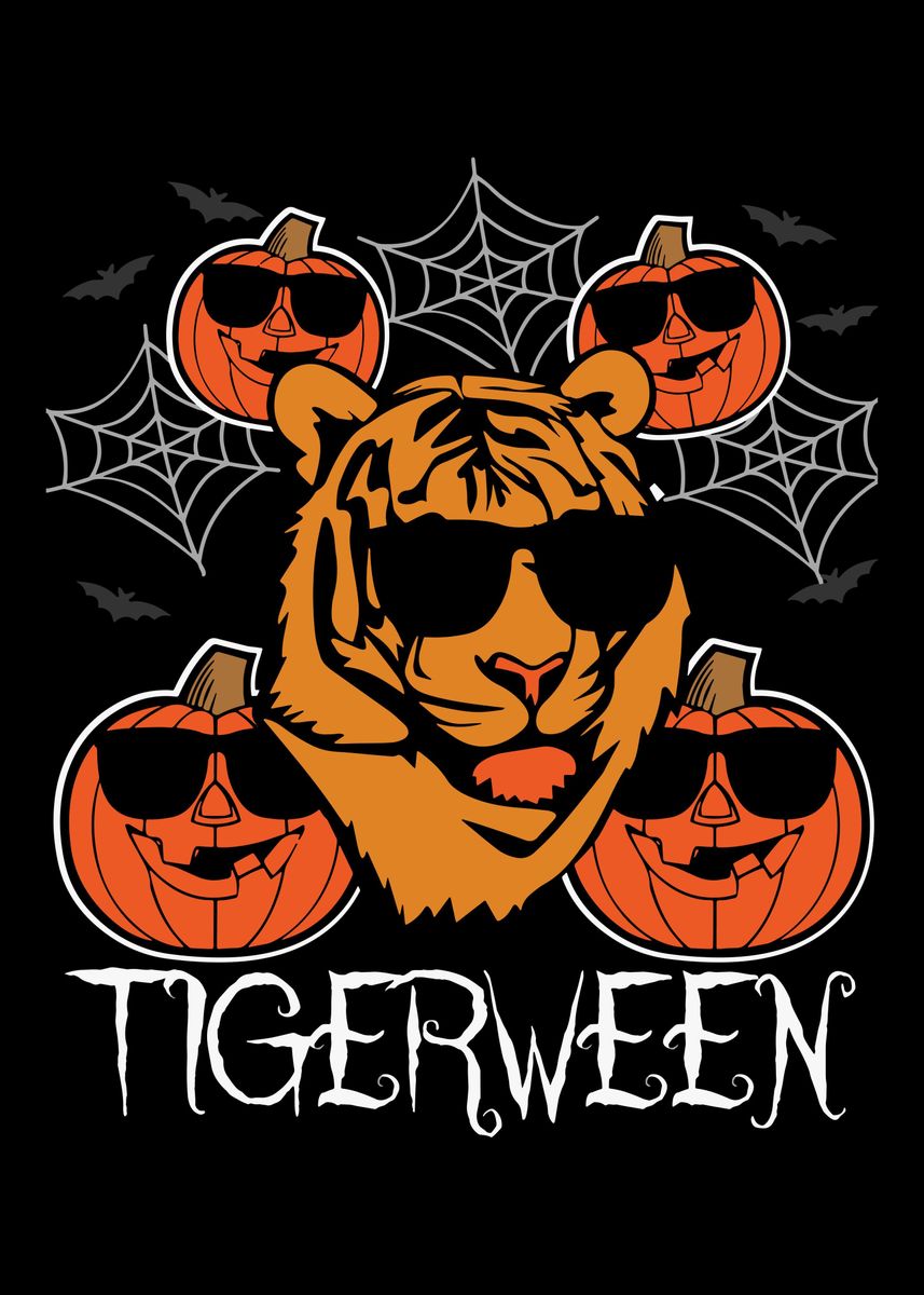 'Safari Halloween Tiger' Poster by Sebastian Wünsche | Displate