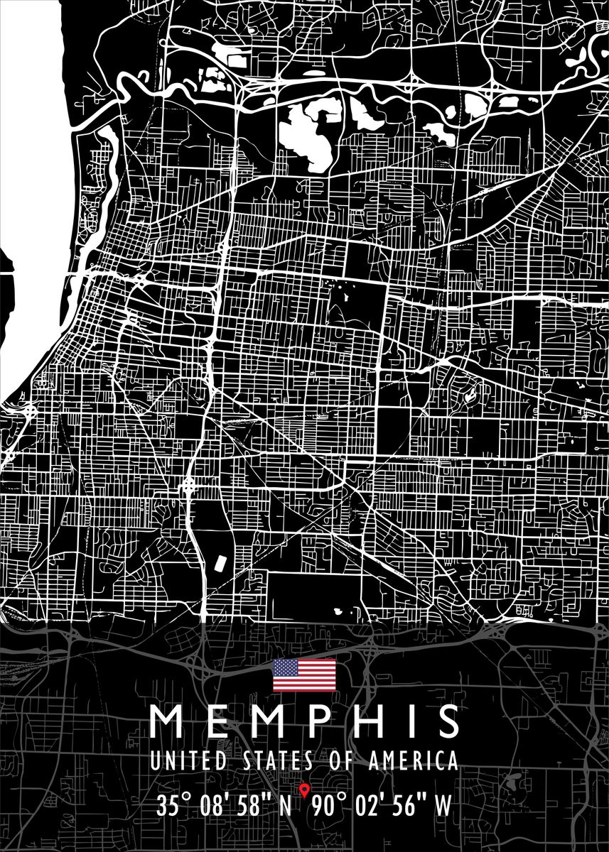 'MEMPHIS MAP USA' Poster, picture, metal print, paint by Artistic ...