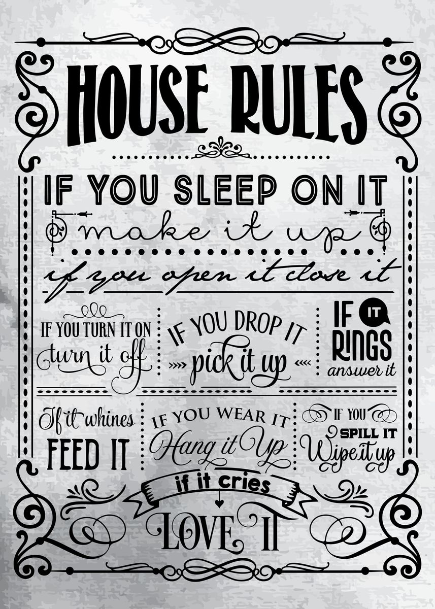 'Funny Family Rules' Poster, picture, metal print, paint by ...