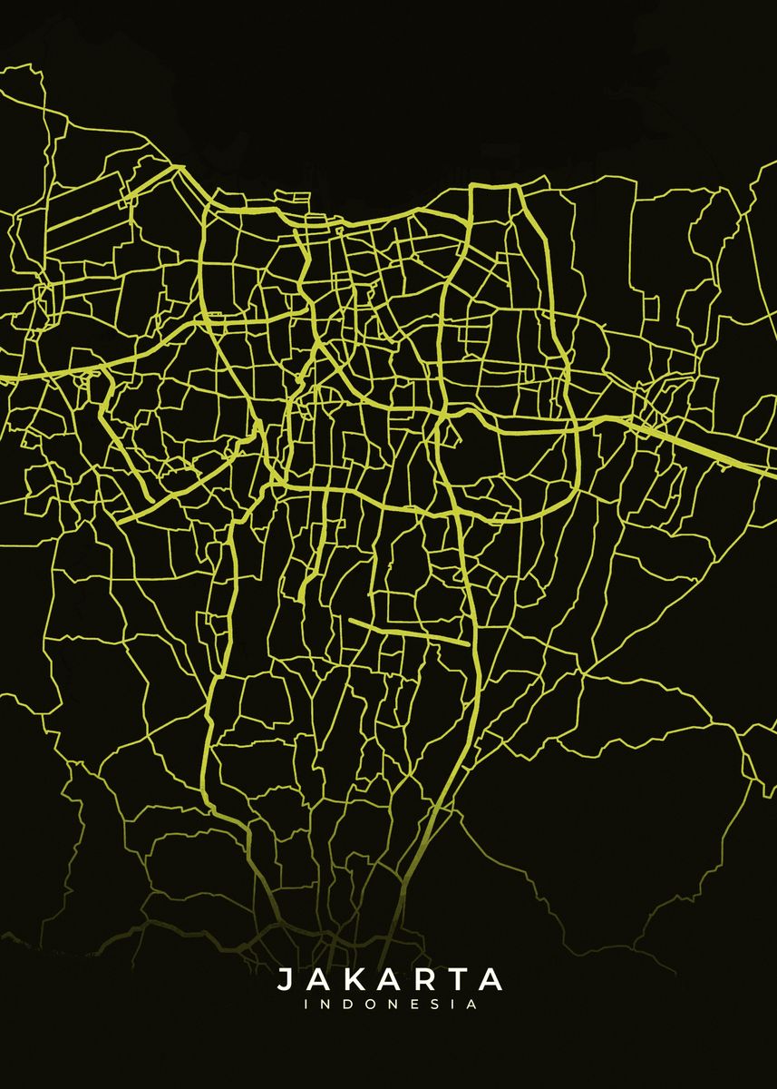 'Jakarta City Map Indonesia' Poster by Max Ronn | Displate