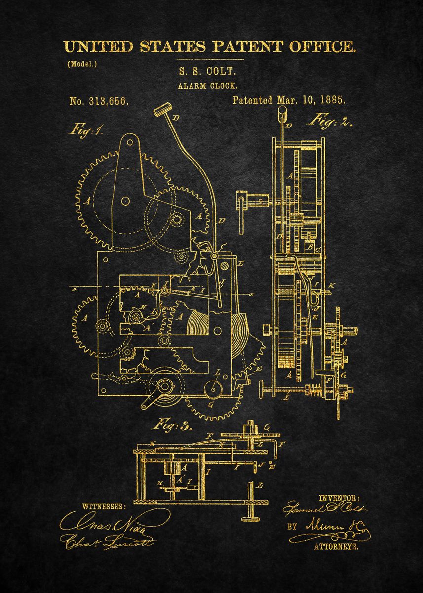 '47 Alarm Clock Patent 188' Poster by Roy Davis | Displate