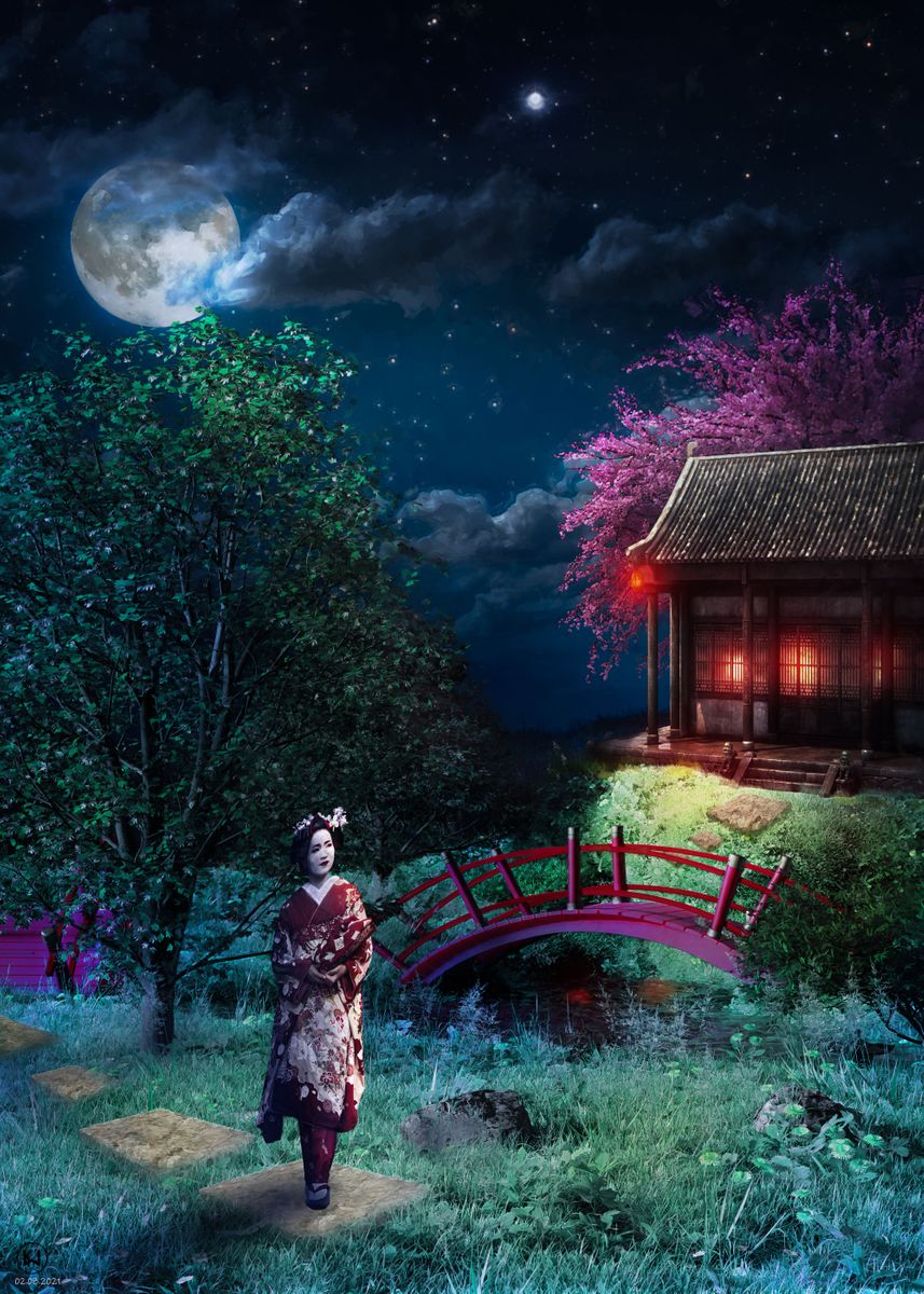 'Geisha Garden' Poster, picture, metal print, paint by Kevin Wagner ...