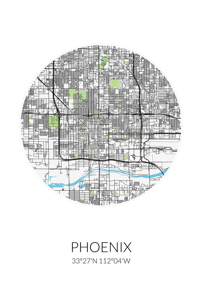 'Phoenix Circle City Map' Poster by dkDesign | Displate