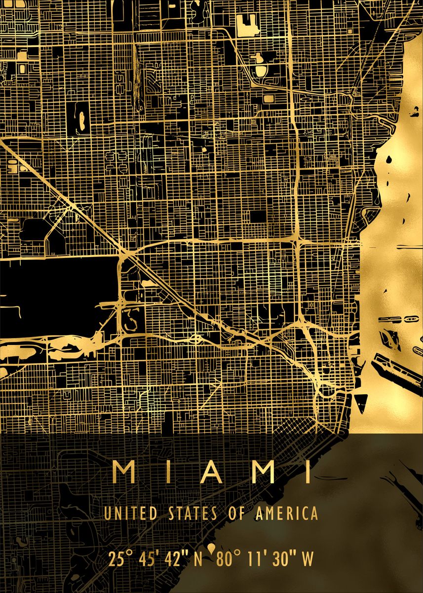 'MIAMI MAP USA' Poster by Artistic Paradigms | Displate