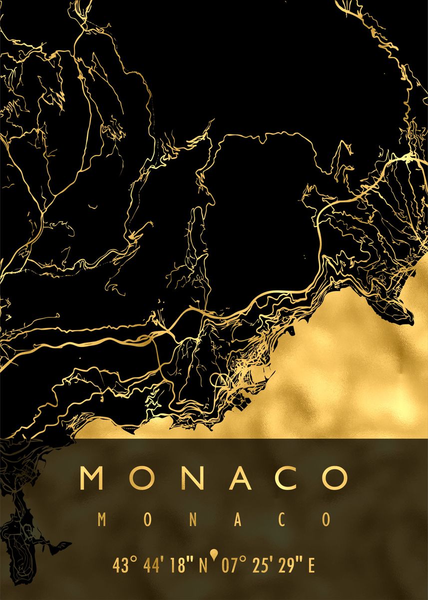 'MONACO CITY MAP' Poster by Artistic Paradigms | Displate