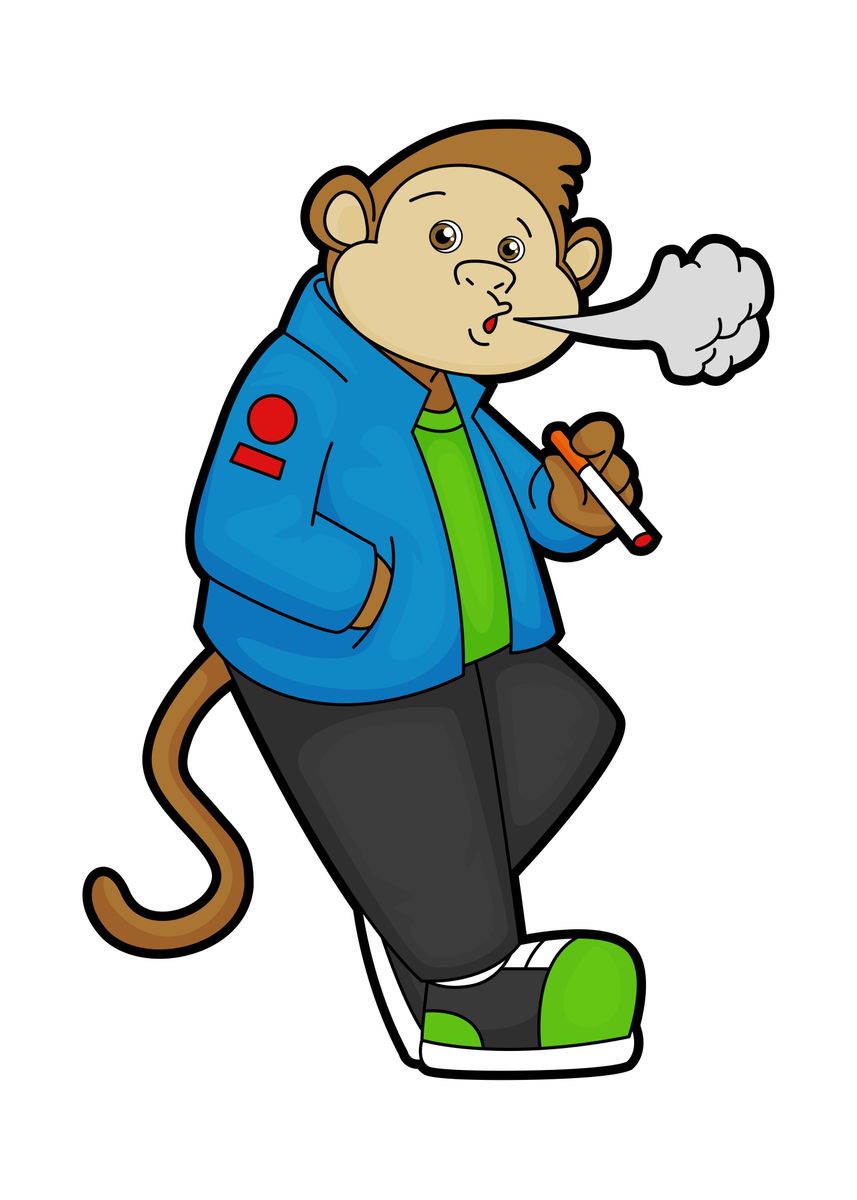 'Monkey Smoking Cigarette' Poster by Markus Schnabel | Displate