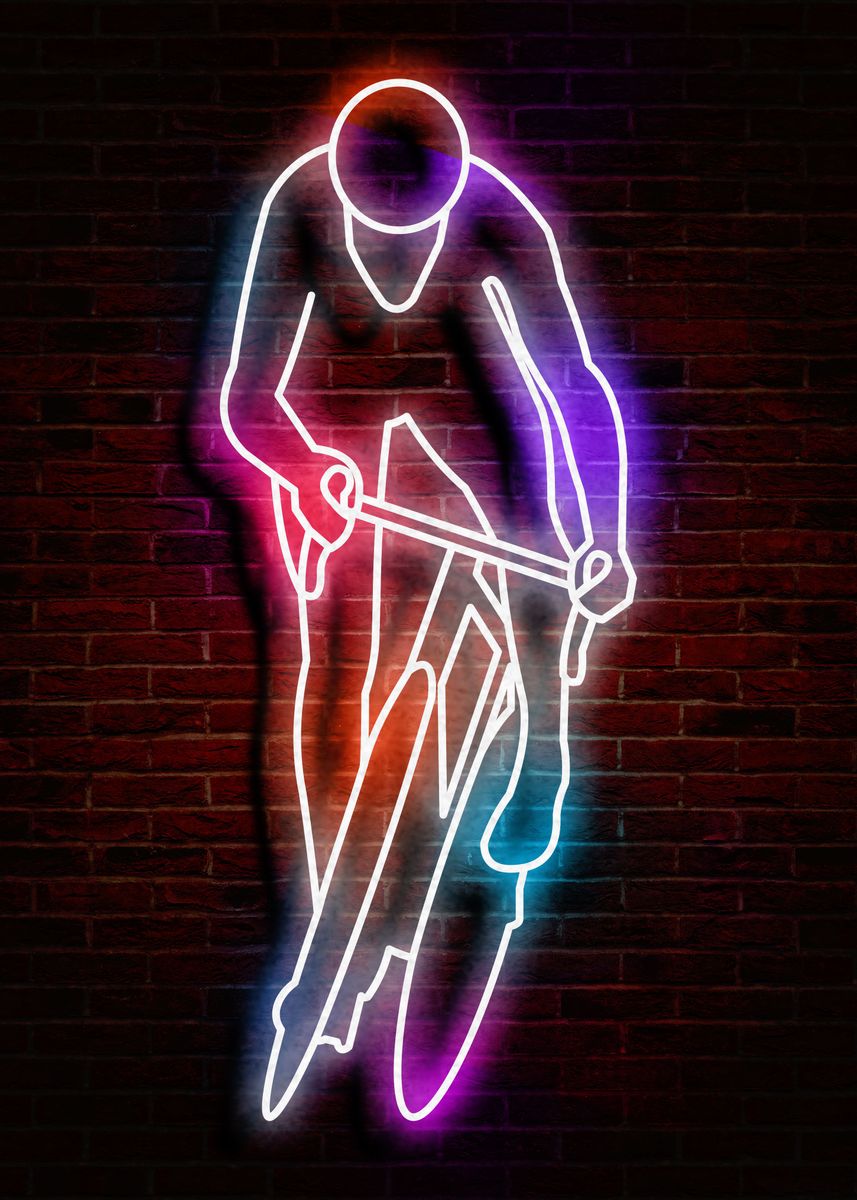 'road bike neon art' Poster, picture, metal print, paint by Izmo ...