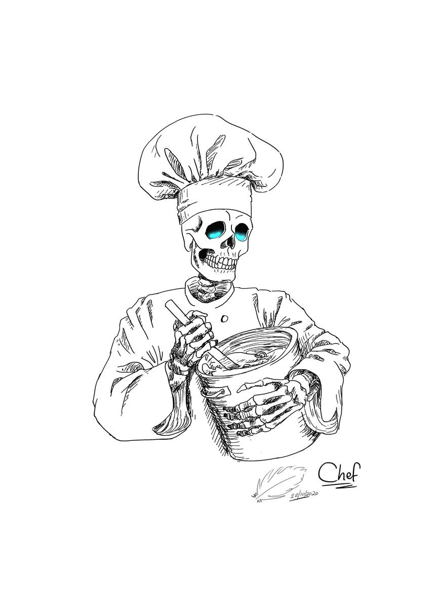 'Skeleton Chef' Poster, picture, metal print, paint by Icarus Art ...