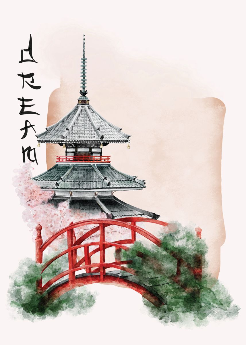'Japanese building' Poster, picture, metal print, paint by Andreas ...