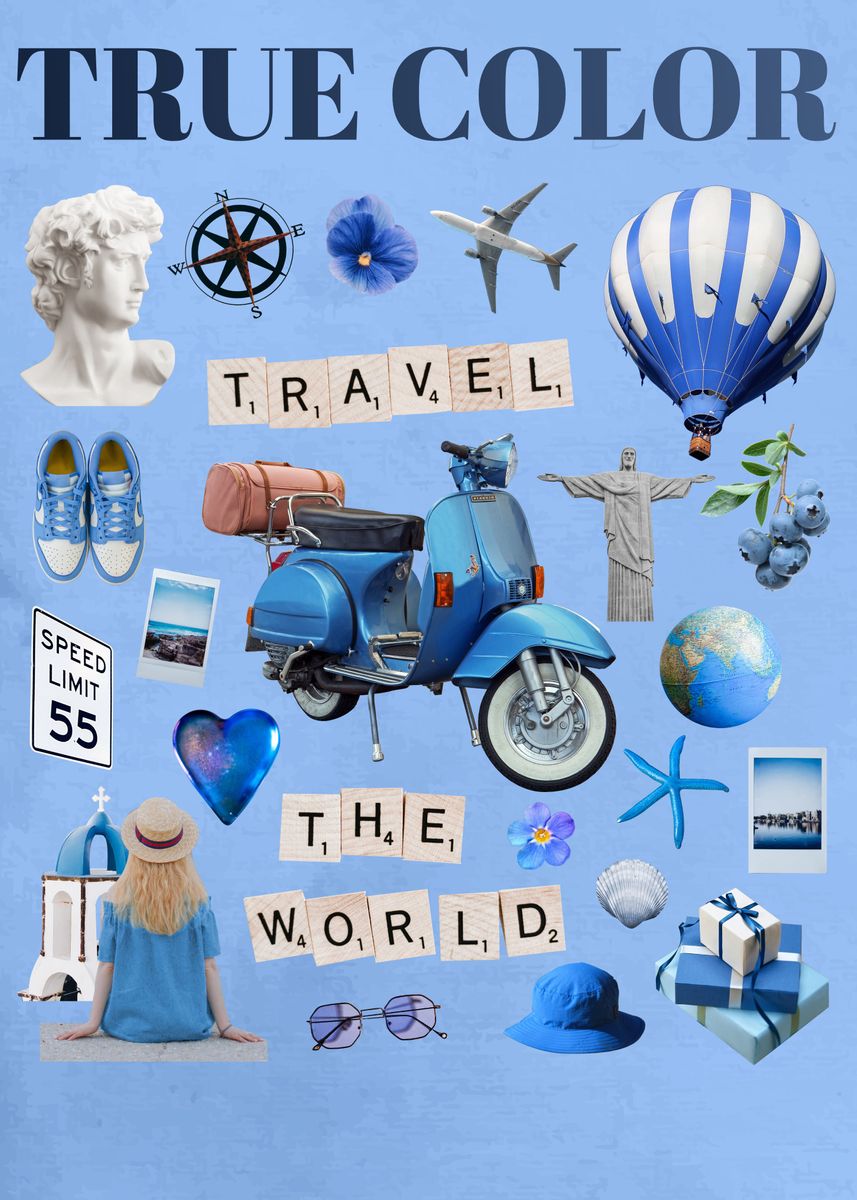 'Blue Color Travel' Poster, picture, metal print, paint by StonerPlates ...
