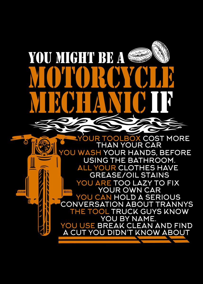 'Motorcycle Mechanic Biker' Poster, picture, metal print, paint by ...