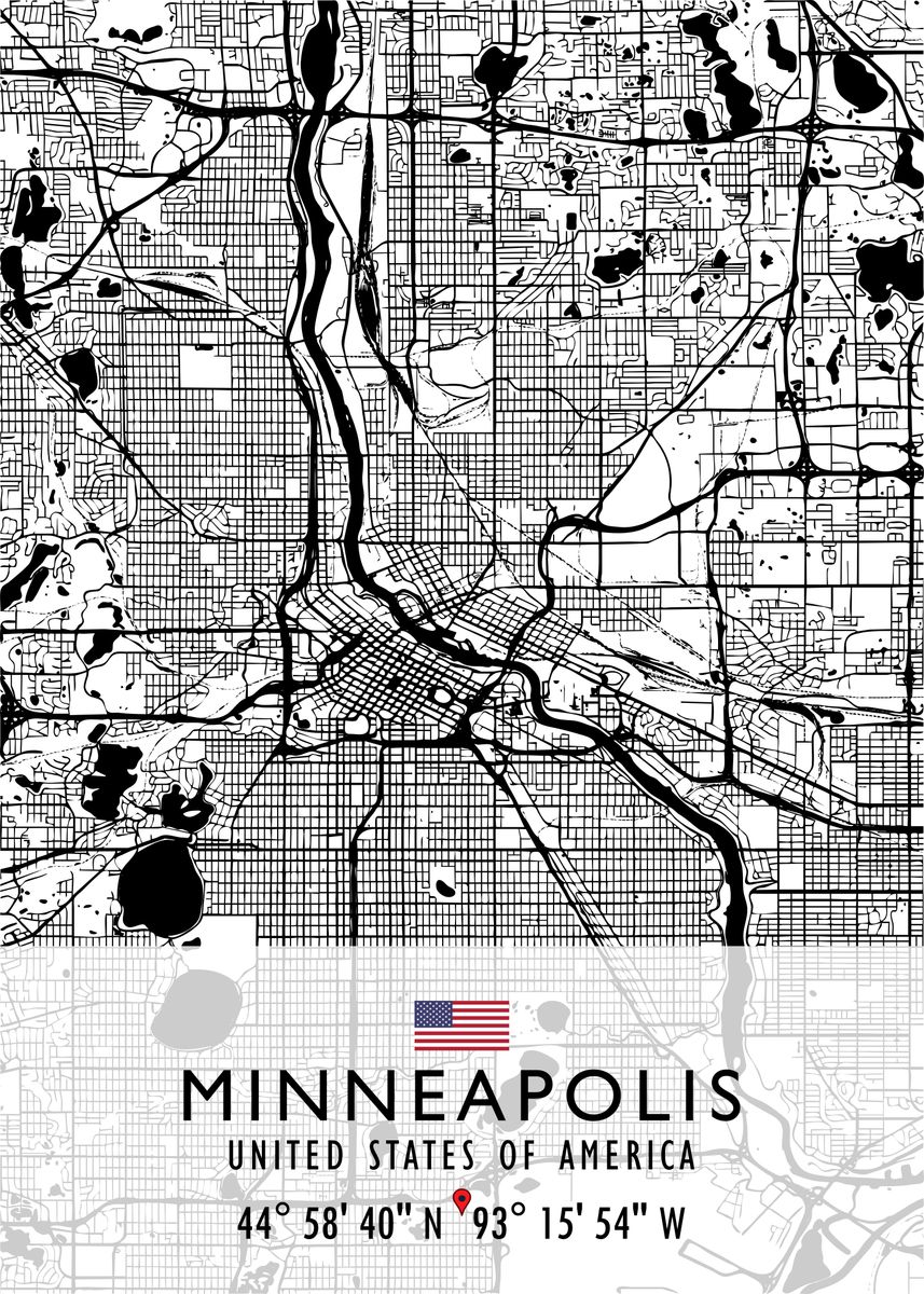 'MINNEAPOLIS MAP USA' Poster by Artistic Paradigms | Displate