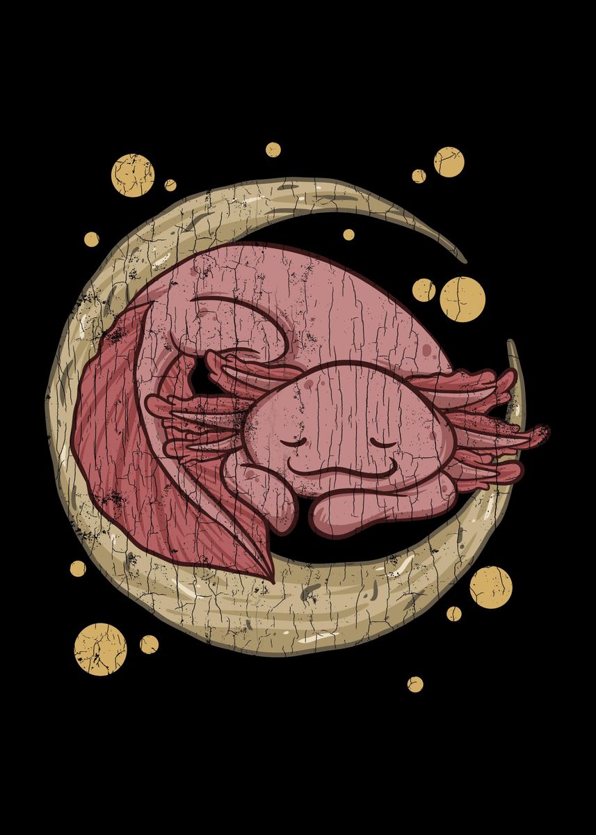 'Cute Axolotl Moon Funny Gi' Poster by OffPlate Designs | Displate