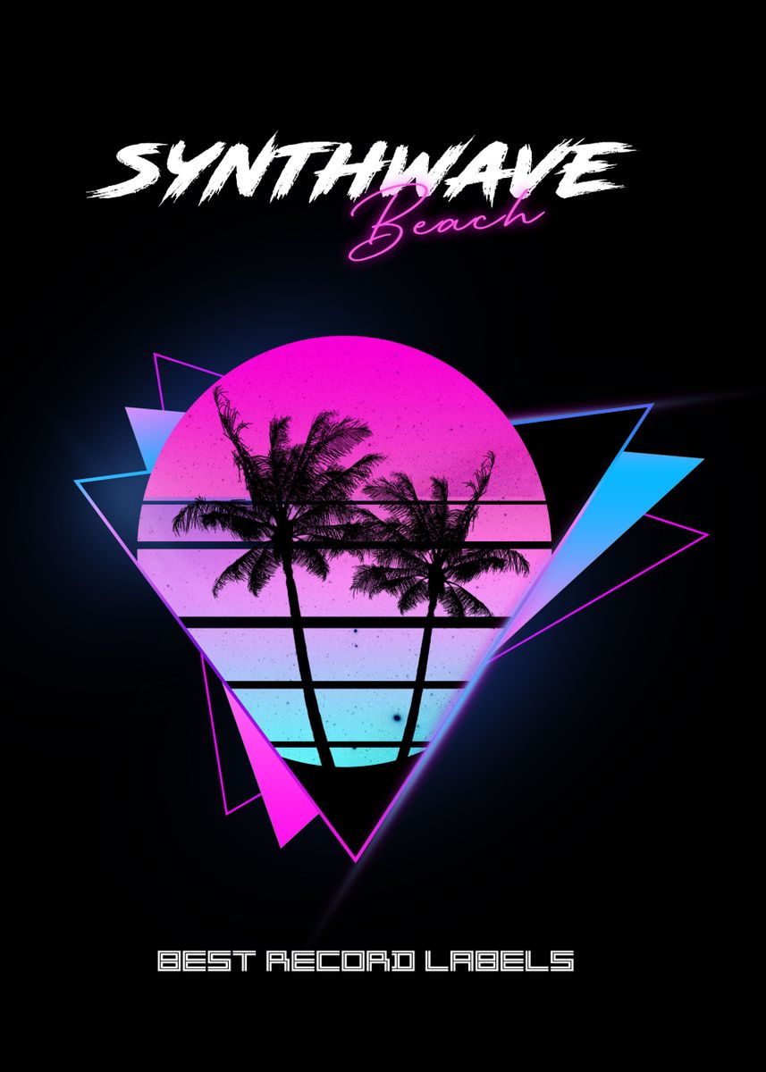 'SYNTHWAVE BEACH 80S' Poster, picture, metal print, paint by jojon ...