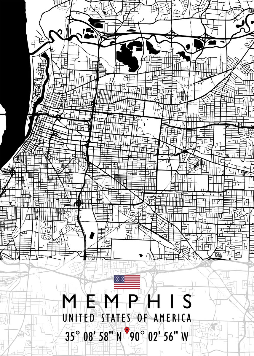 'MEMPHIS MAP USA' Poster, picture, metal print, paint by Artistic ...