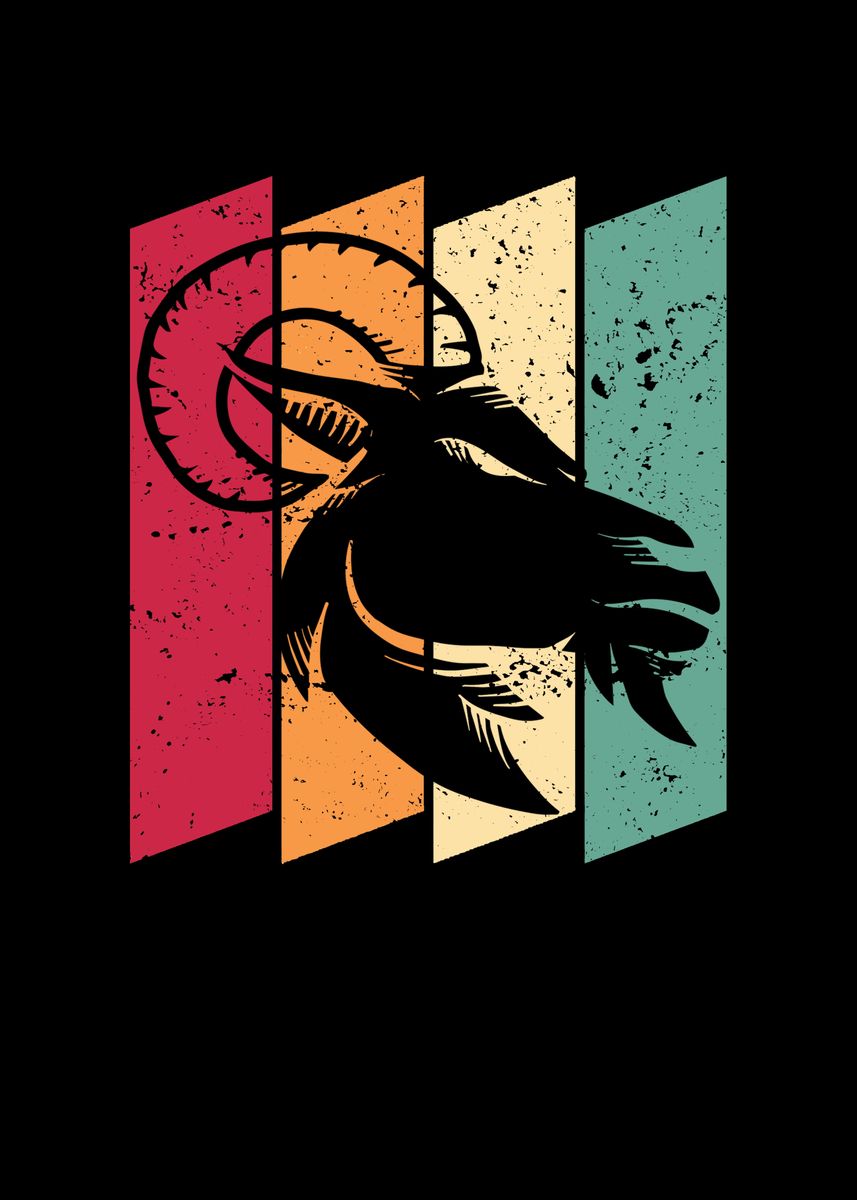 'Goat Vintage' Poster, picture, metal print, paint by Shiva121 | Displate