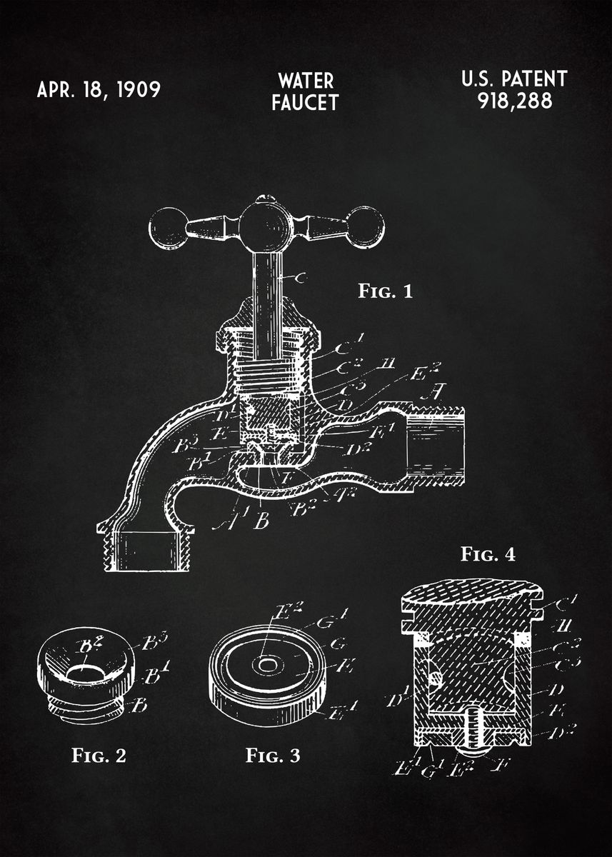 'WATER FAUCET CHALK' Poster, picture, metal print, paint by Atomic ...
