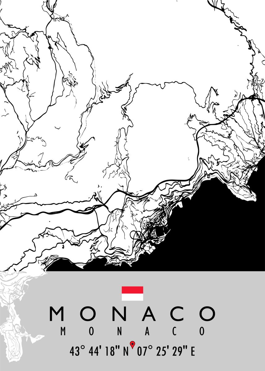 'MONACO CITY MAP' Poster, picture, metal print, paint by Artistic ...
