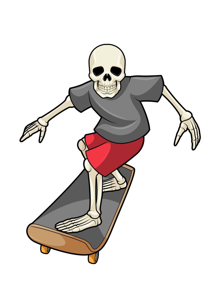 'Skeleton Skateboard Sports' Poster, picture, metal print, paint by ...