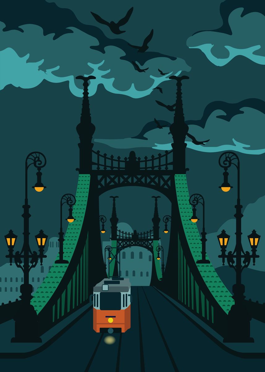 'Liberty Bridge Budapest' Poster by Benjamin Farkas | Displate