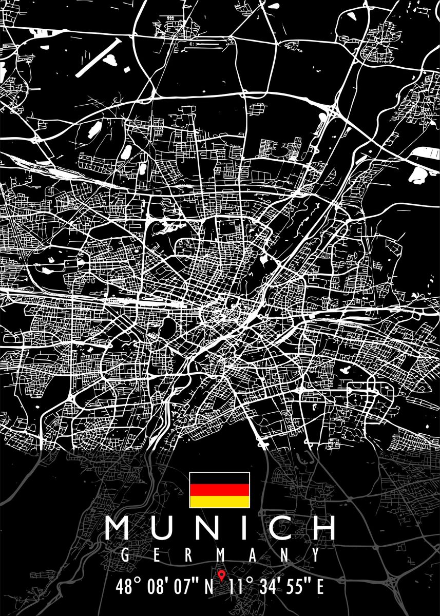 'MUNICH MAP GERMANY' Poster by Artistic Paradigms | Displate