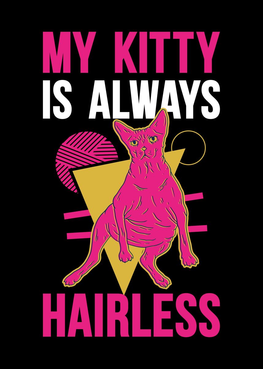 'Hairless Cat' Poster, picture, metal print, paint by CatRobot | Displate