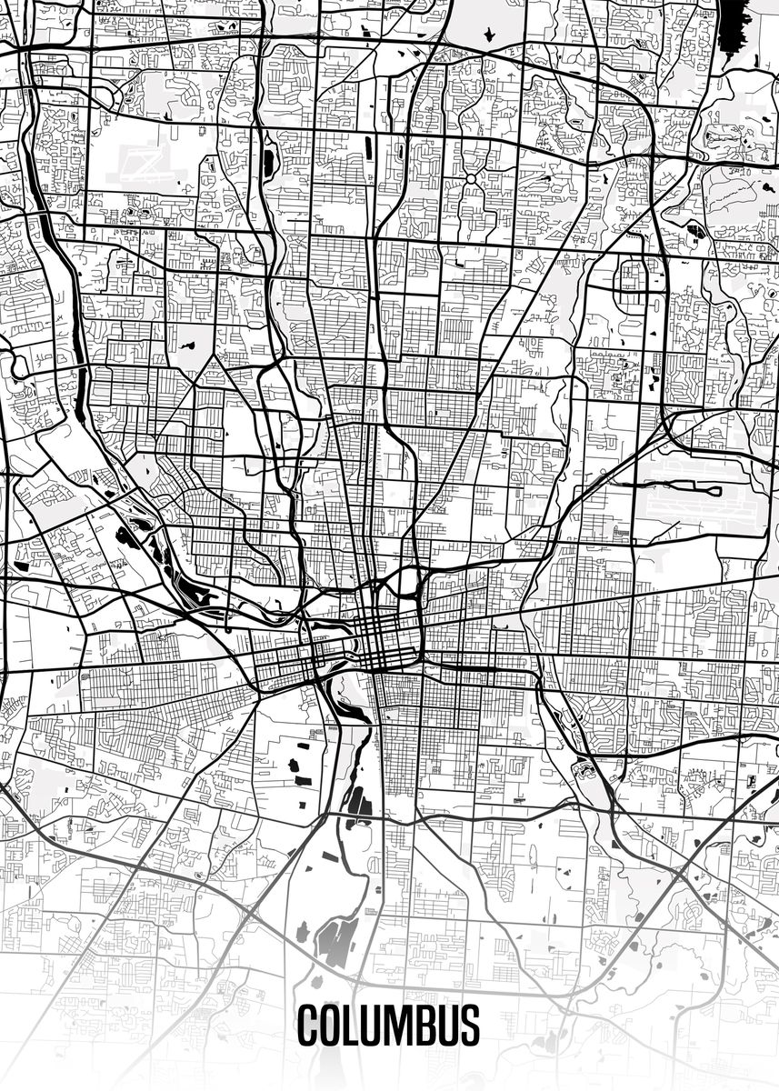 'Columbus white map' Poster, picture, metal print, paint by LUNGHISTE ...