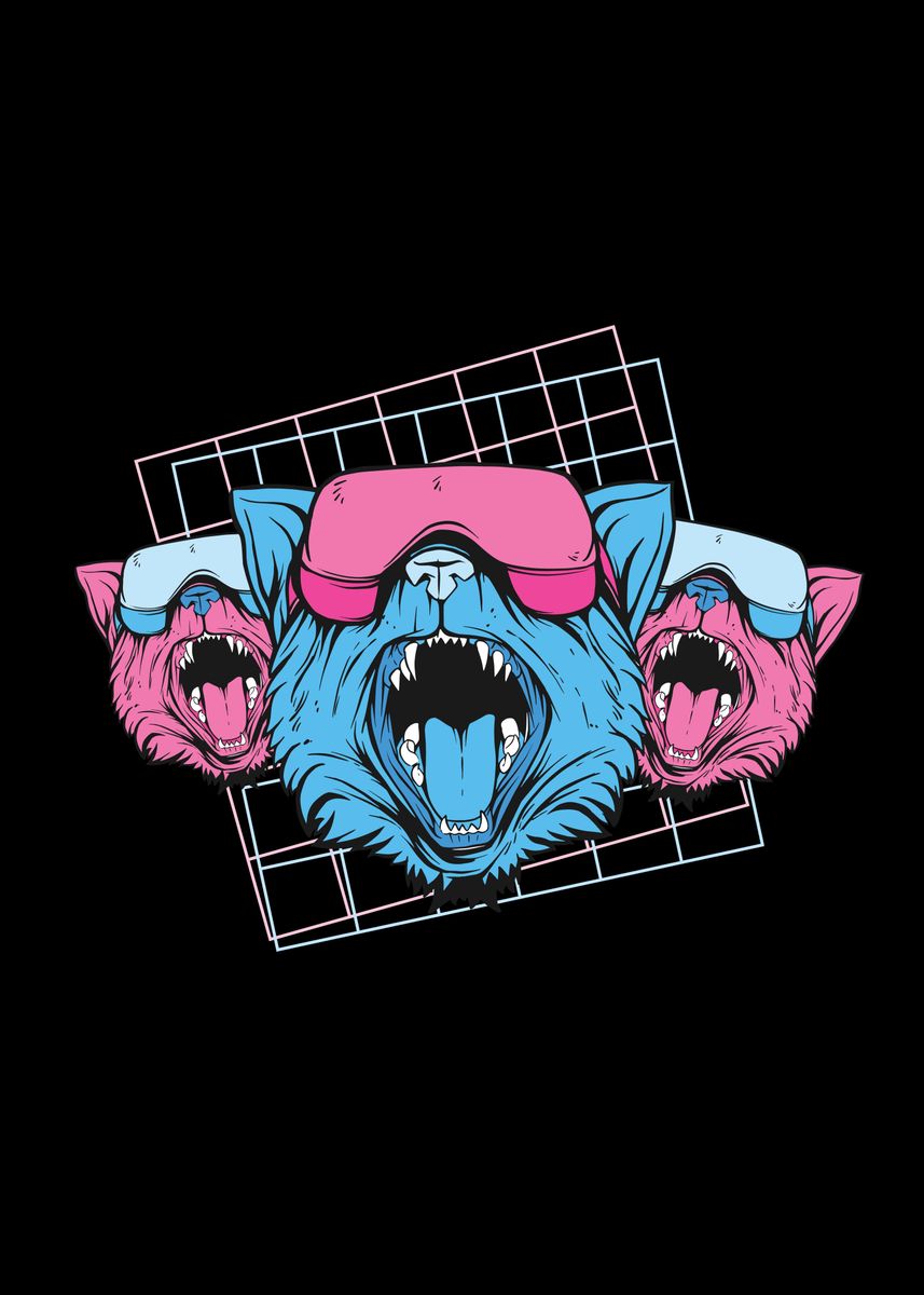 'Vaporwave Cats Kitty Retro' Poster, picture, metal print, paint by ...