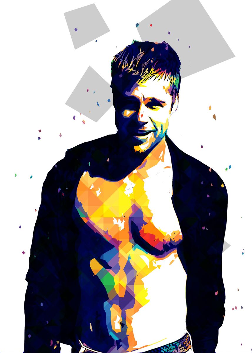 'Brad Pitt' Poster, picture, metal print, paint by HildaWarren Studio ...
