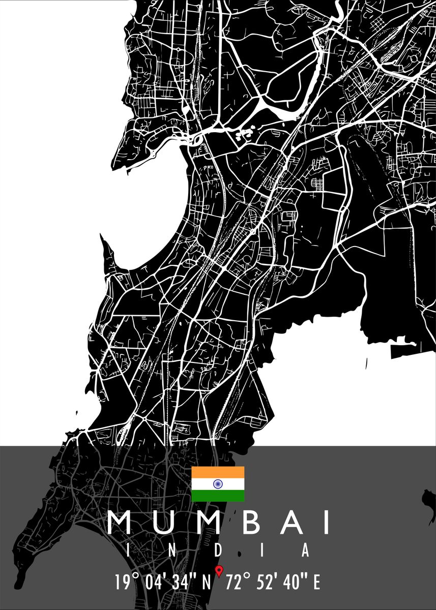 'MUMBAI MAP INDIA' Poster, picture, metal print, paint by Artistic ...