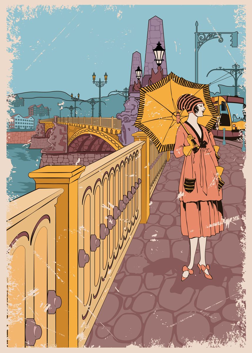 'Budapest Margaret Bridge' Poster, picture, metal print, paint by ...