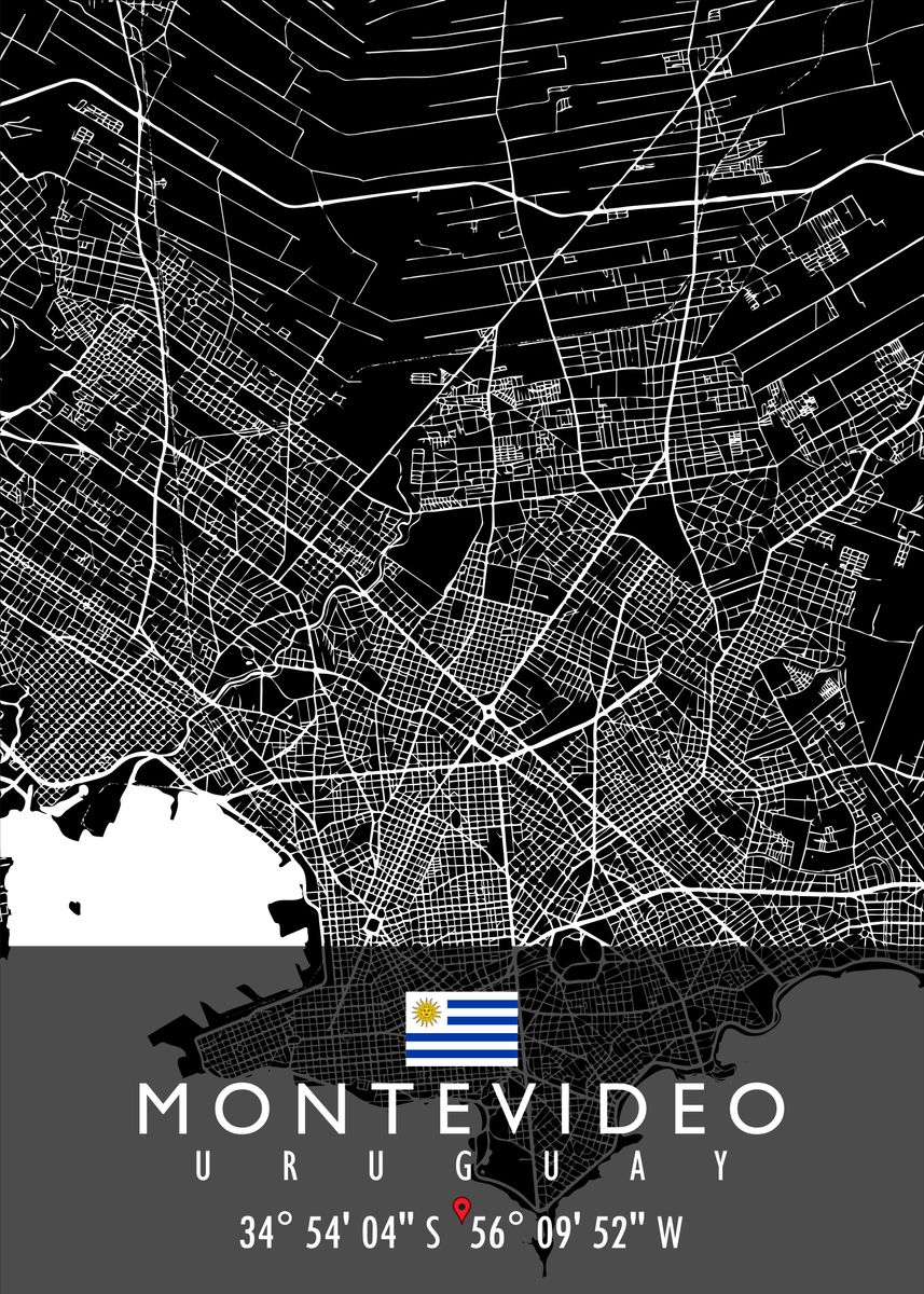 'MONTEVIDEO MAP URUGUAY' Poster by Artistic Paradigms | Displate