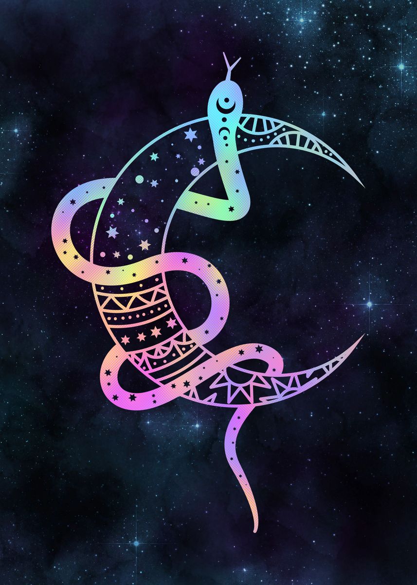 'Lunar Serpent ' Poster, picture, metal print, paint by Little Black ...