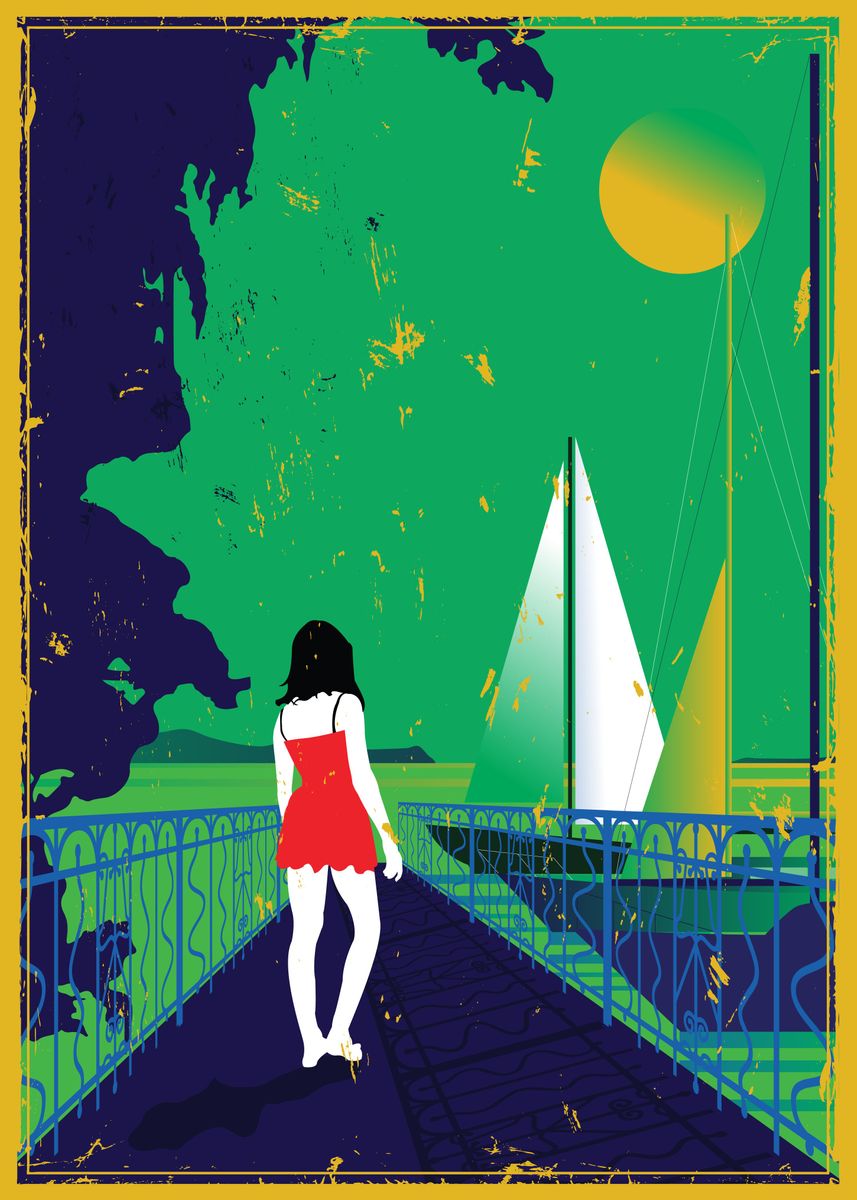 'Colorful harbor' Poster, picture, metal print, paint by Benjamin ...