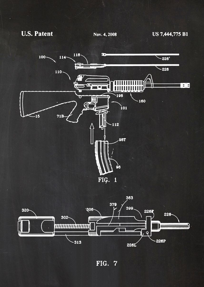 '13 AR 15 Patent' Poster, picture, metal print, paint by Daniel Seymour ...