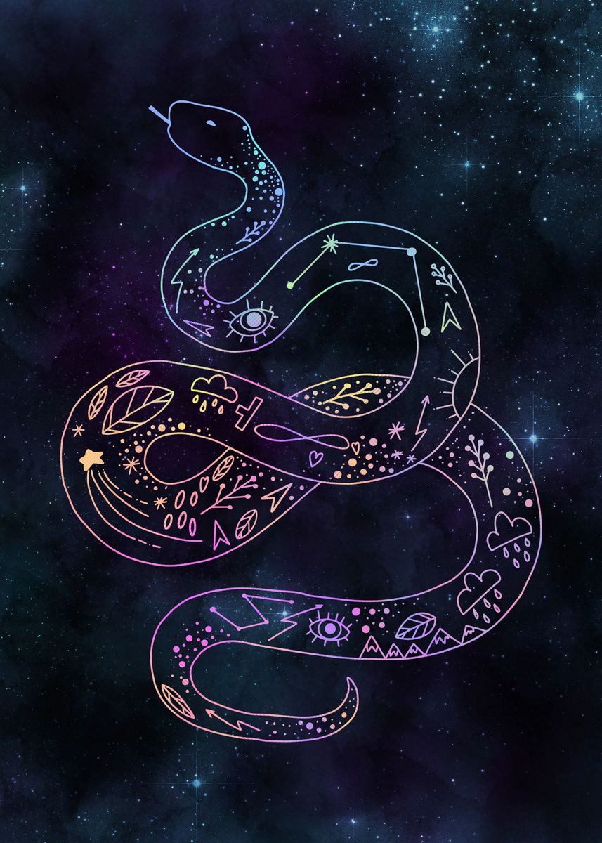 'Celestial Serpent' Poster, picture, metal print, paint by Little Black ...