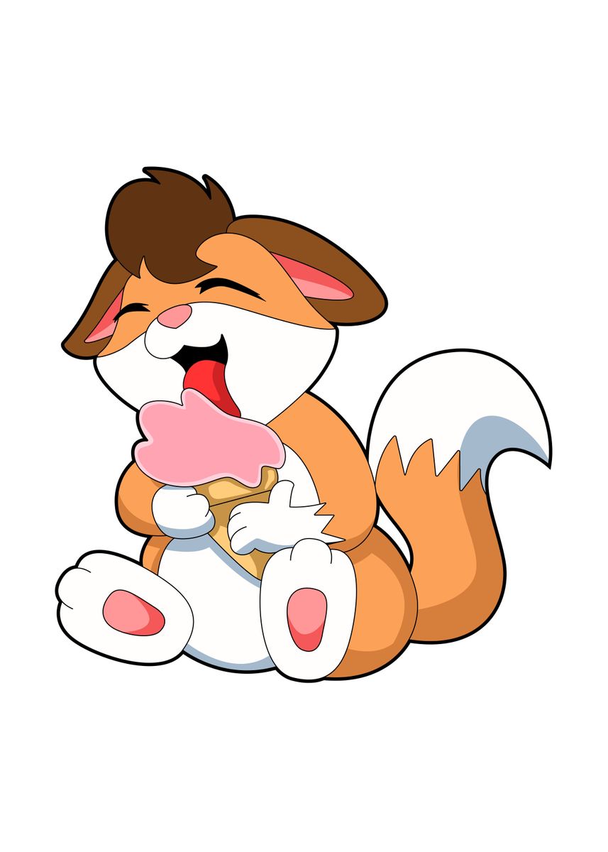 'Fox Eating Ice cream ' Poster, picture, metal print, paint by Markus ...